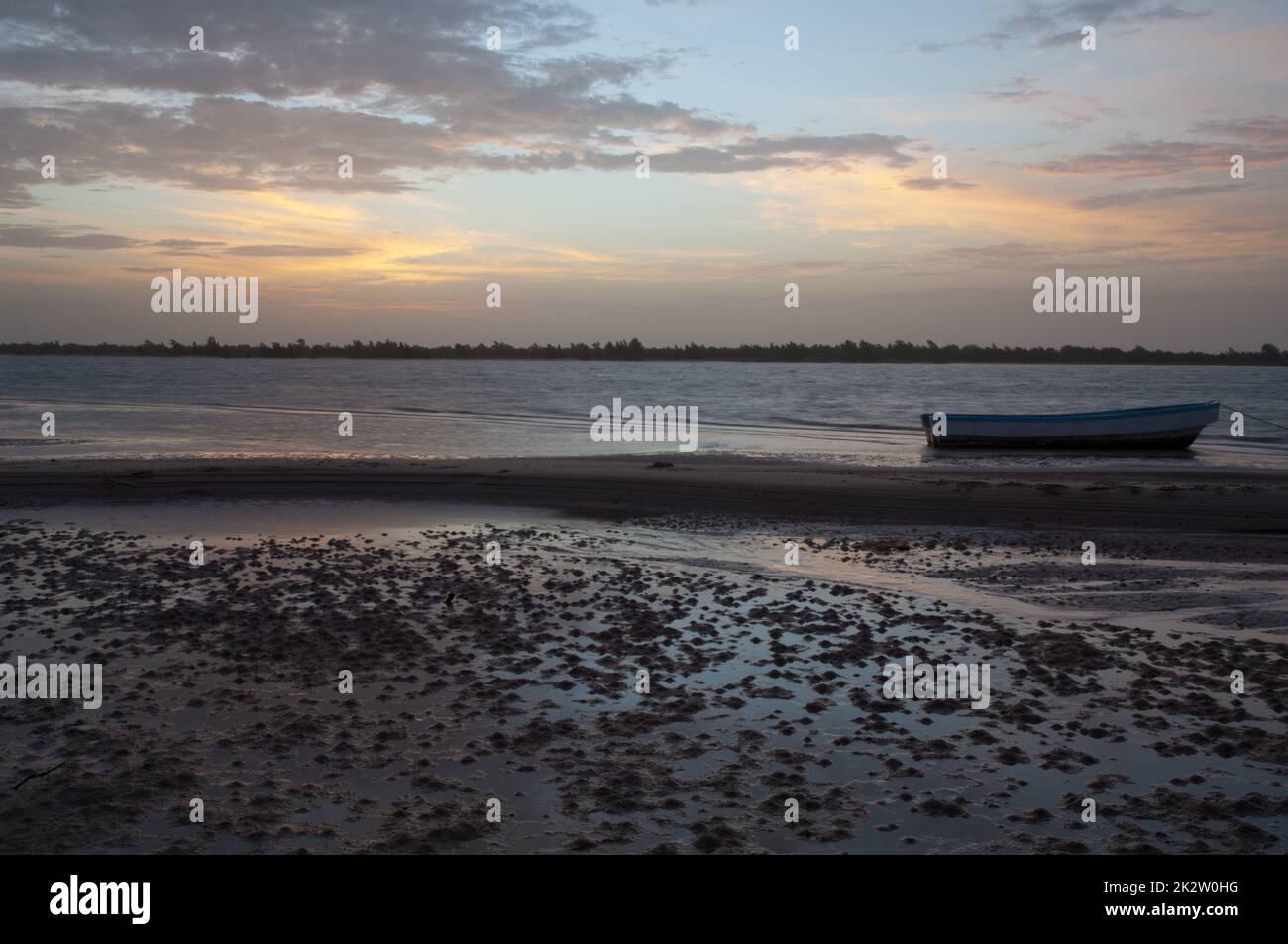 Boat at sunset in the Senegal River Stock Photo - Alamy