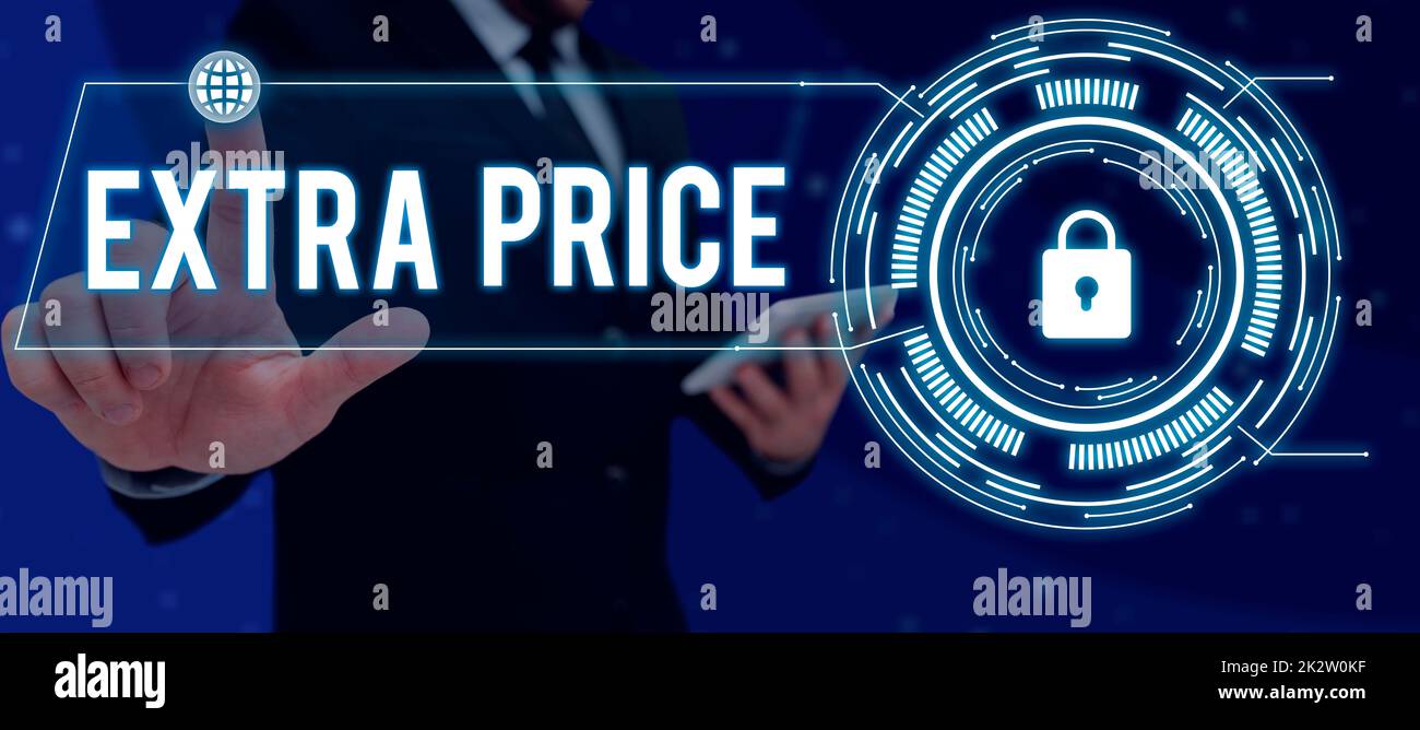 Writing displaying text Extra Price. Business showcase extra price ...