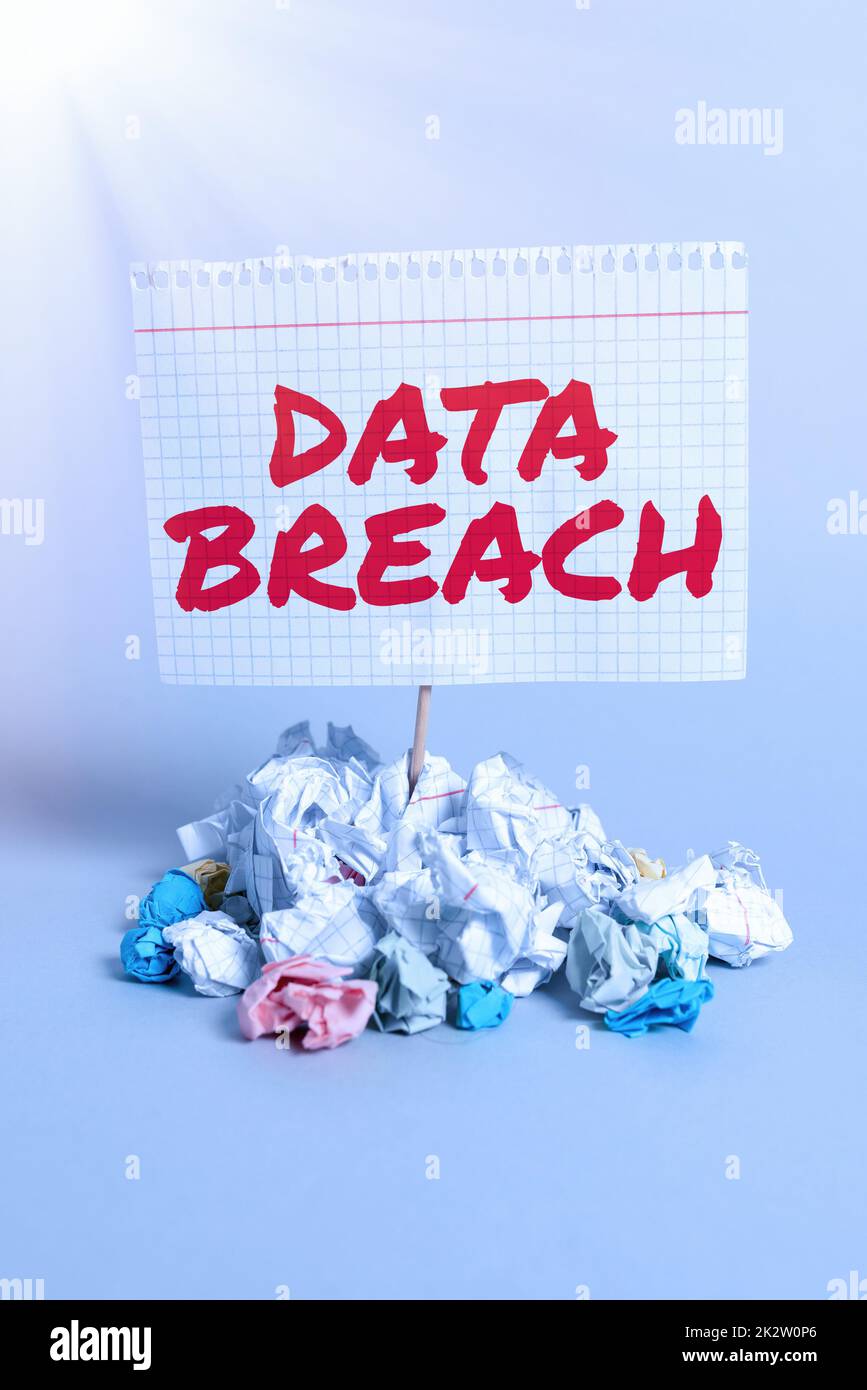 Handwriting text Data Breach. Business showcase security incident where ... Handwriting text Data Breach. Business showcase security incident where ...