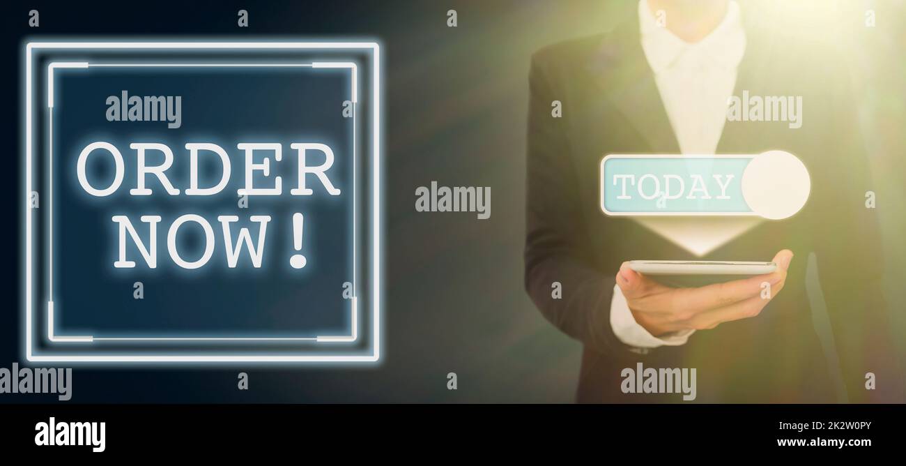 Conceptual caption Order Now. Business showcase service restaurants or ...