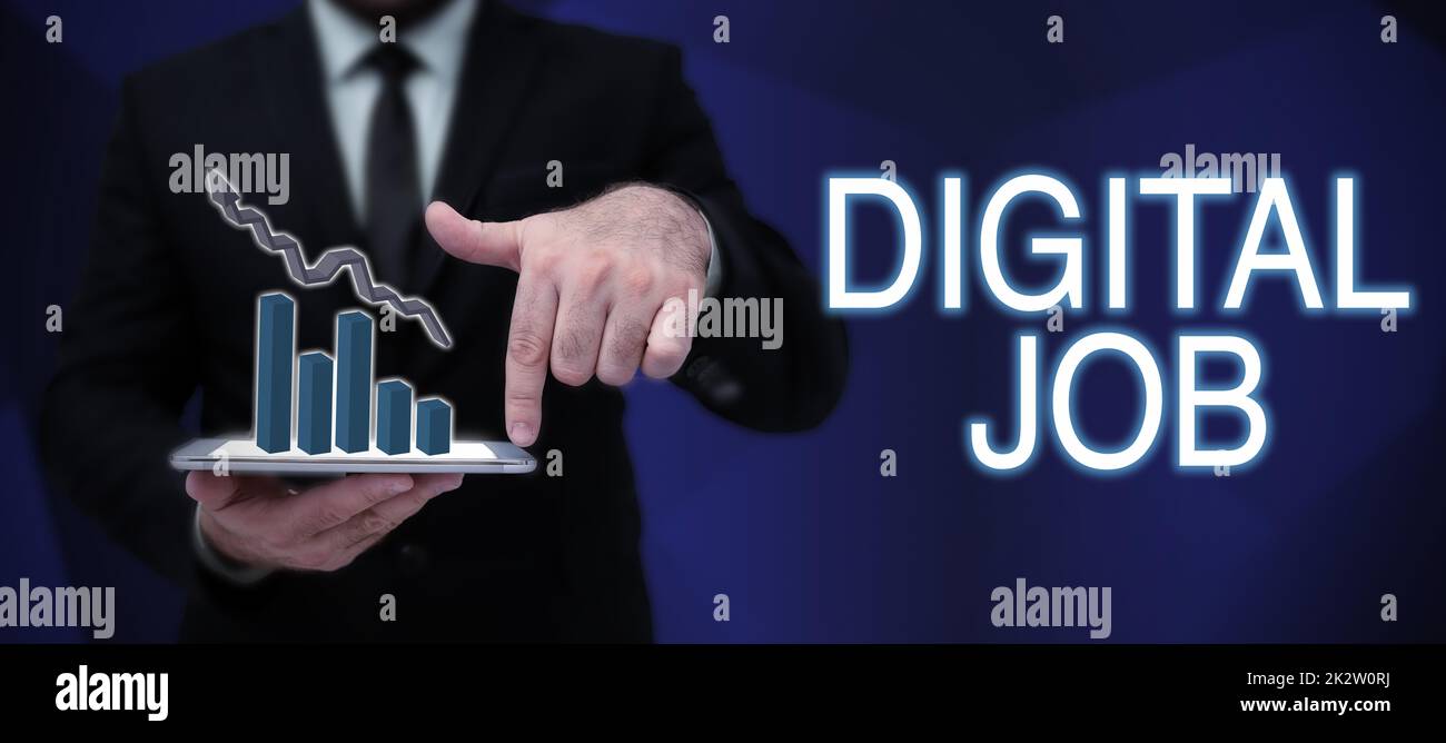 Text showing inspiration Digital Job. Word Written on get paid task ...