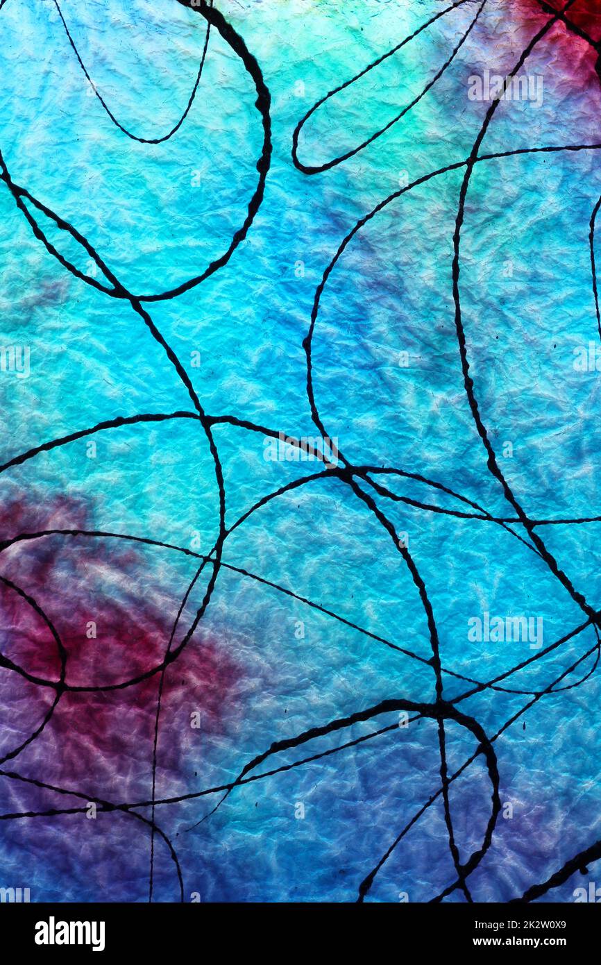 Antique Blue Glass With Black Paint Splashed on surface and Light ...