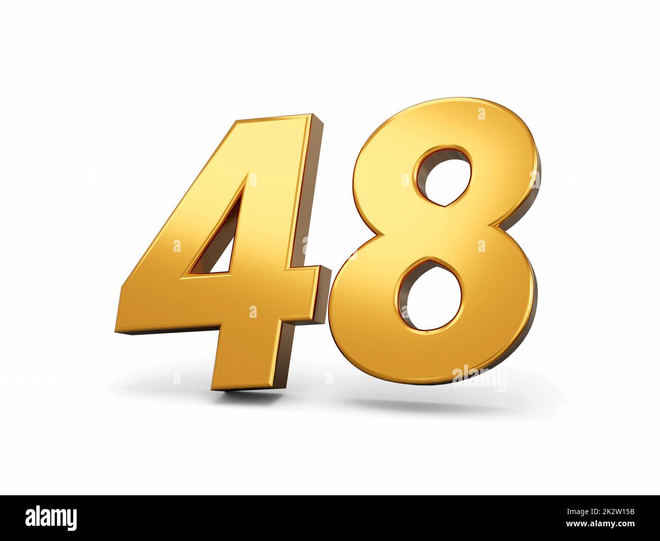 A 3D rendering of golden 48 number isolated on a white background Stock ...