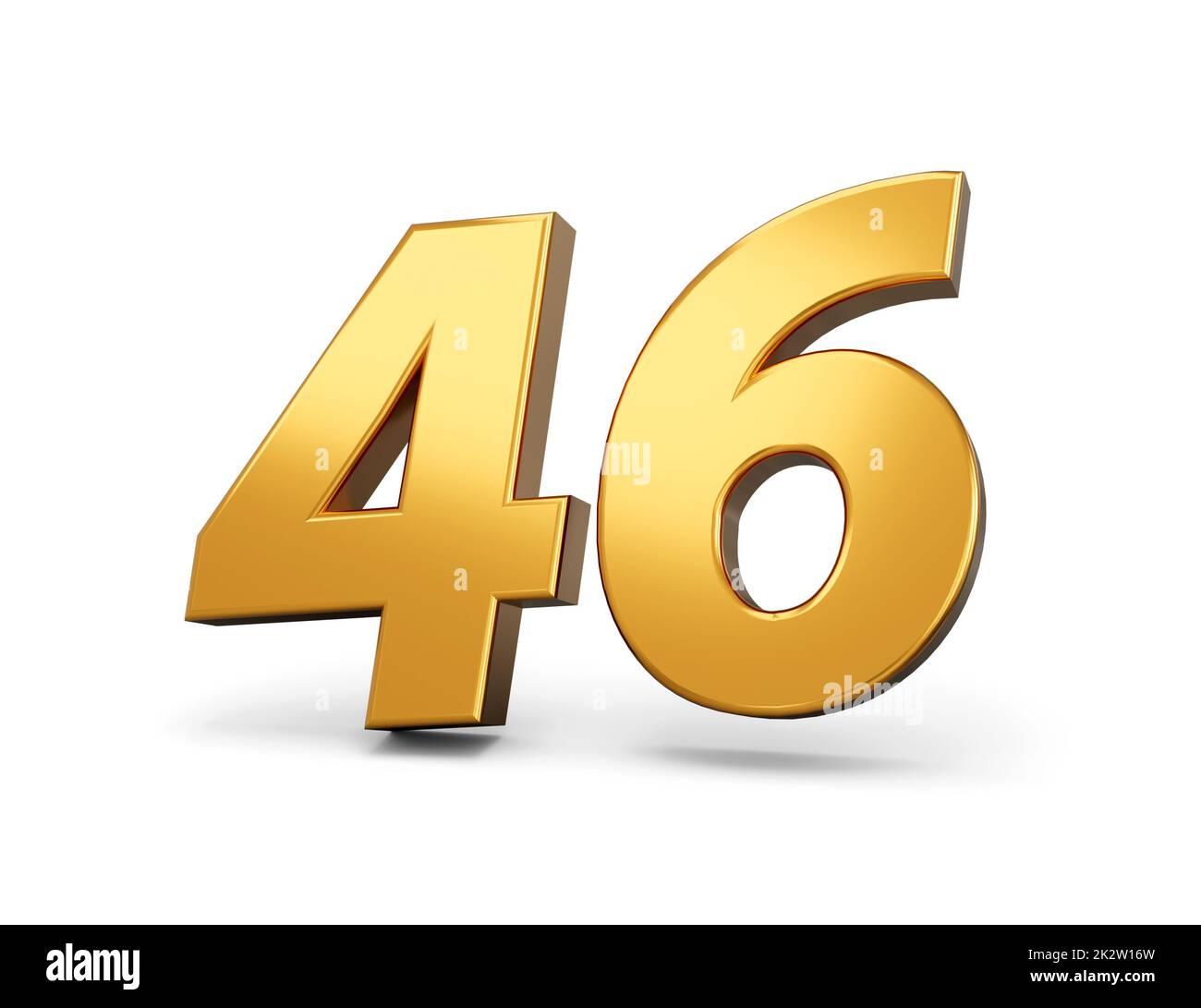 A 3D rendering of golden 46 number isolated on a white background Stock ...