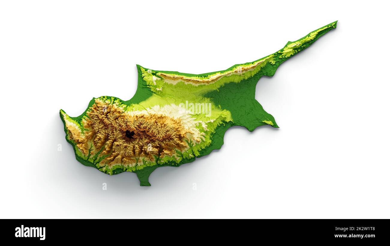 A 3D rendering of a Cyprus-shaped topography map isolated on white background Stock Photo - Alamy