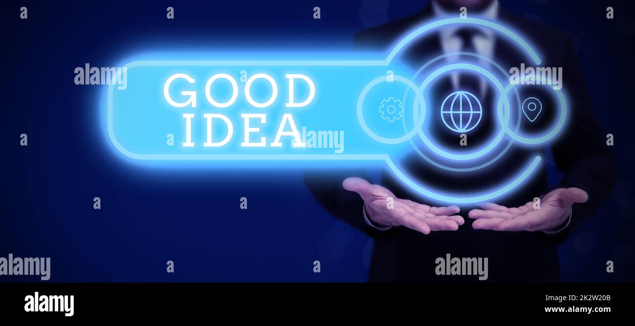 Inspiration showing sign Good Idea. Business idea State of human brain ...