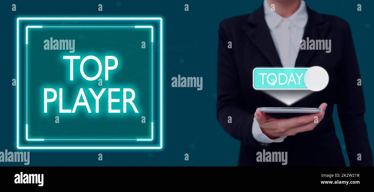 Text sign showing Top Player. Business showcase being best in sports ...