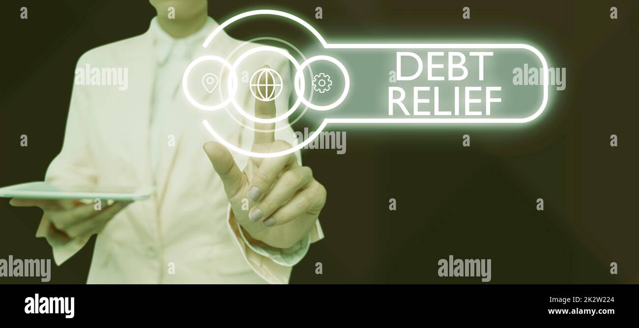 Conceptual display Debt Relief. Word for partial or total remission of ...