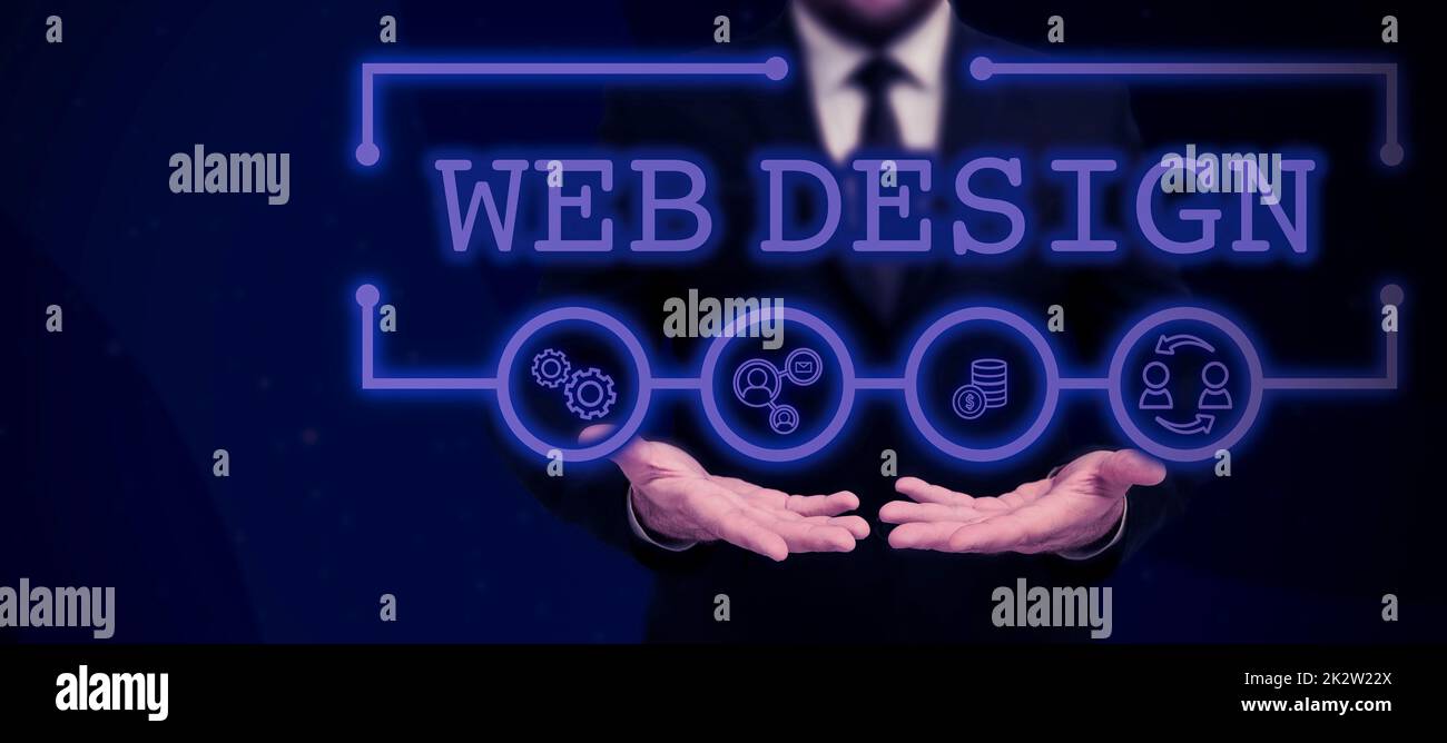 Hand writing sign Web Design. Concept meaning who is responsible of ...