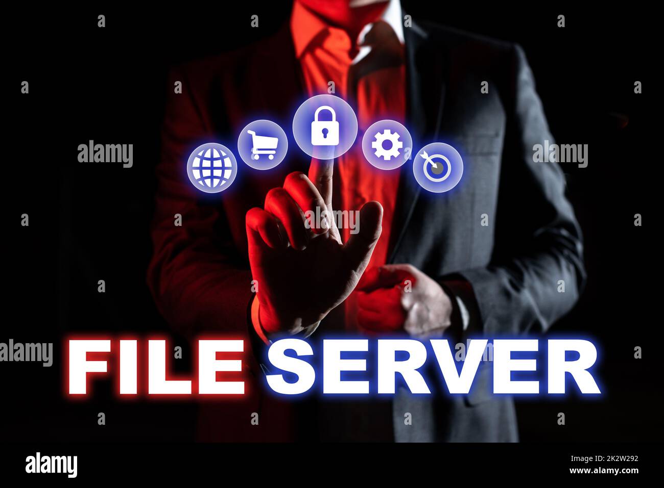 Writing displaying text File Server. Business concept device which ...