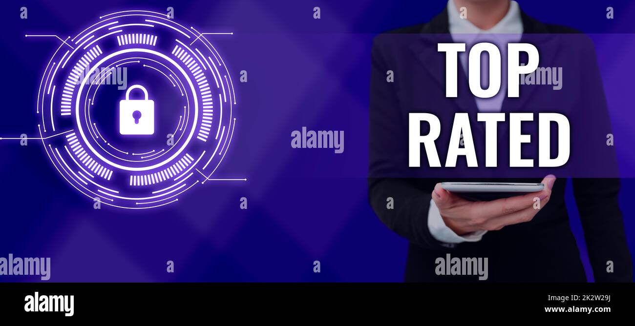 Text caption presenting Top Rated. Business concept The high amount of ...