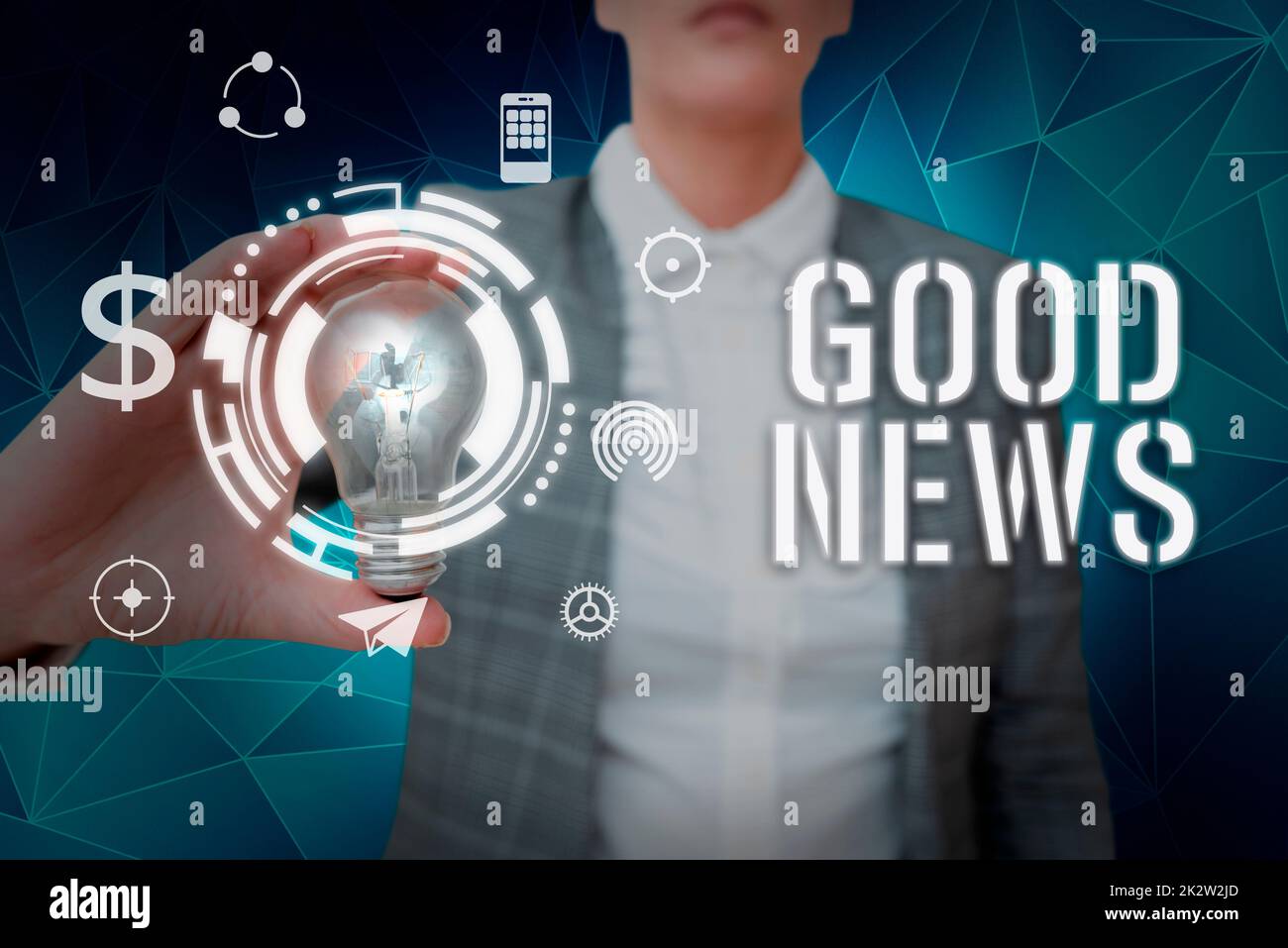 Sign displaying Good News. Concept meaning Someone or something ...