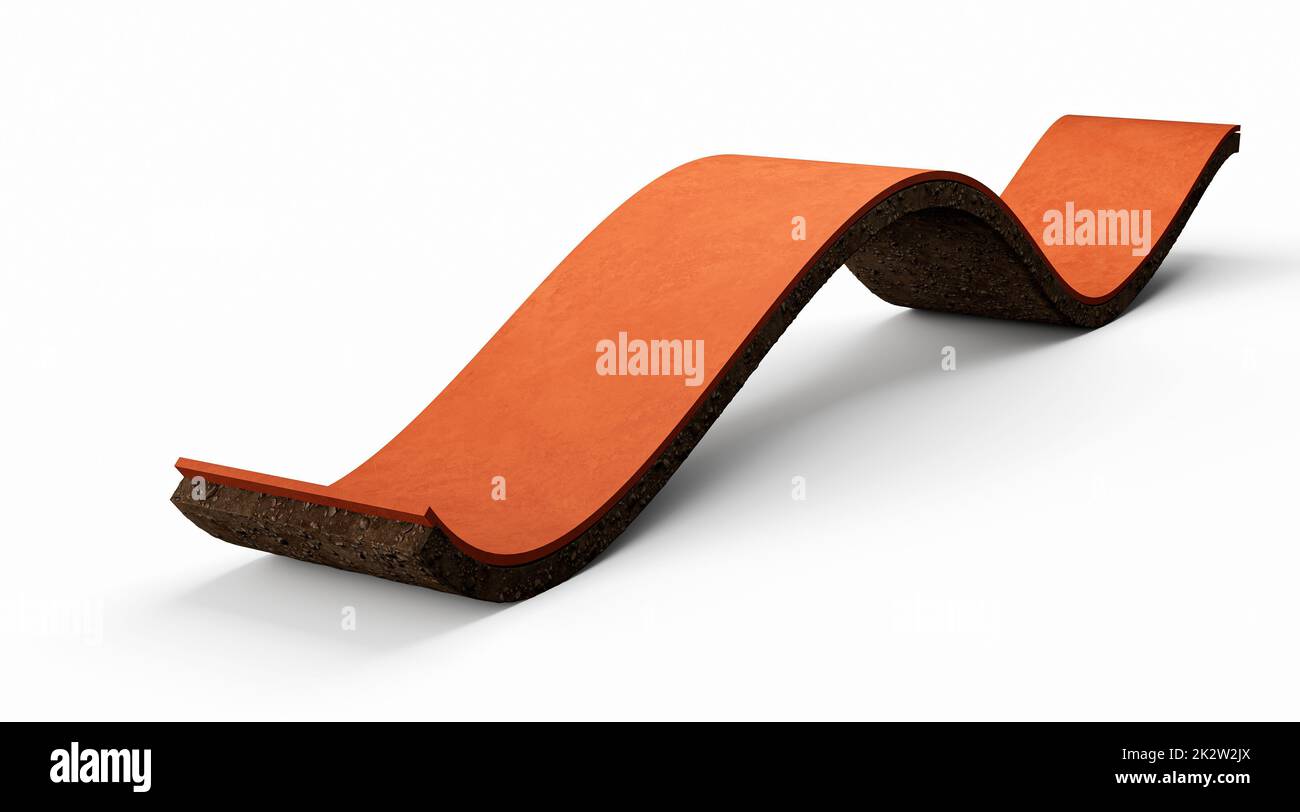 A 3D rendering of a running track with soil cross-section isolated on a ...