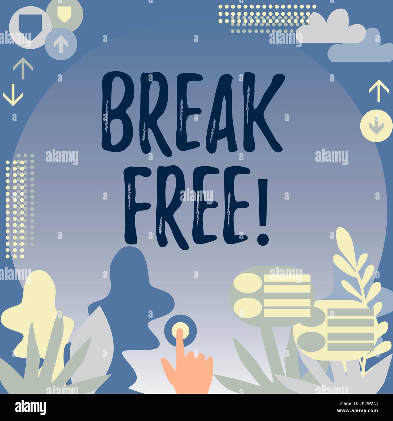 Text showing inspiration Break Free. Business overview another way of ...