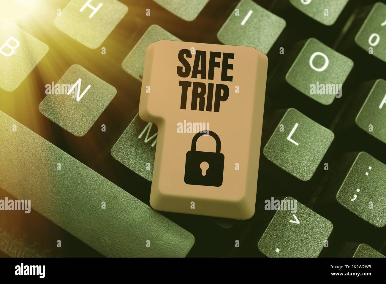 Hand writing sign Safe Trip. Business overview wishing someone to reach ...