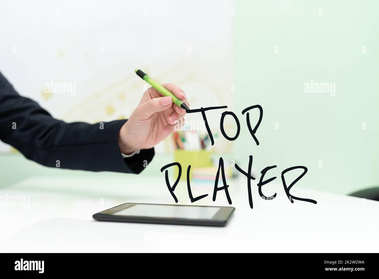 Handwriting text Top Player. Business overview being best in sports ...