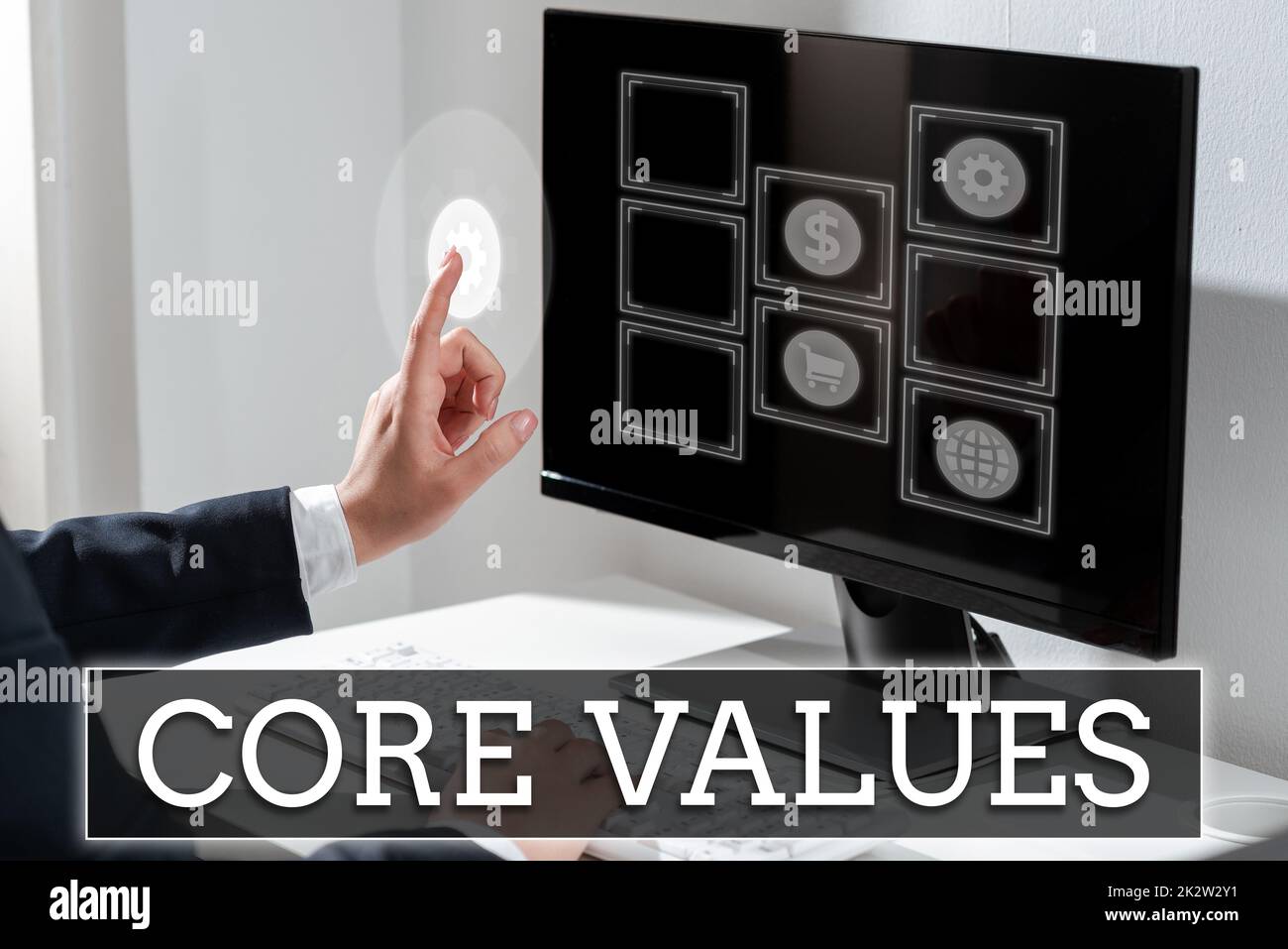 Conceptual caption Core Values. Word for belief person or organization ...