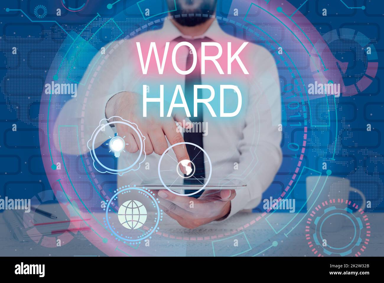 Conceptual caption Work Hard. Word Written on Laboring that puts effort ...