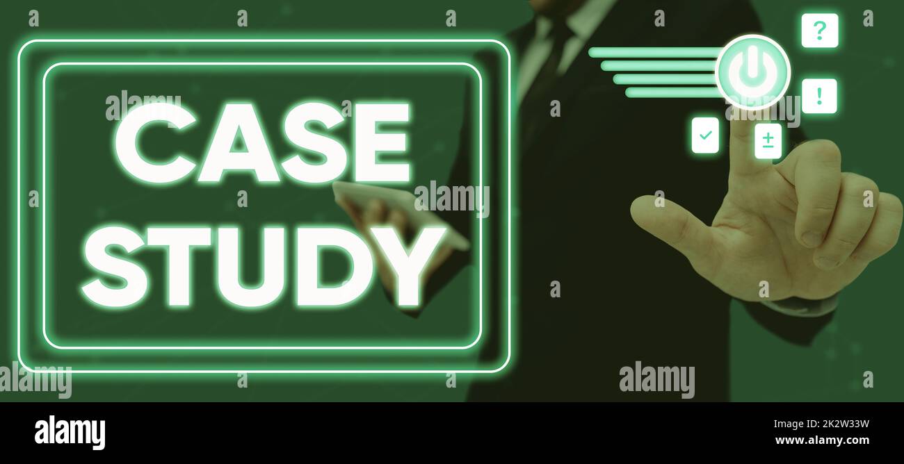 Text showing inspiration Case Study. Word for A subject matter to be ...