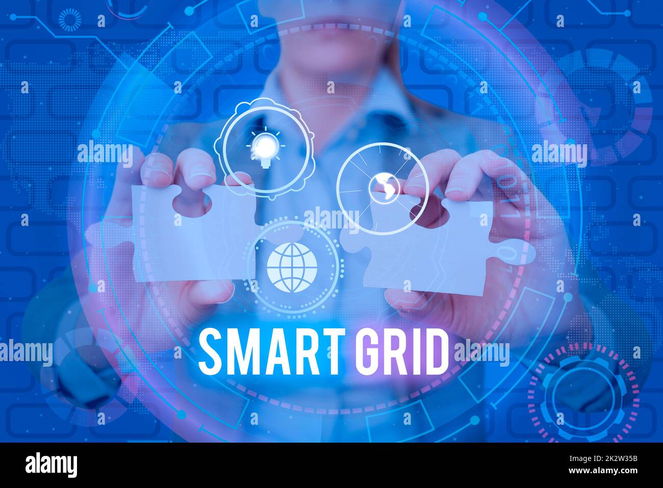 Handwriting text Smart Grid. Business showcase includes of operational ...