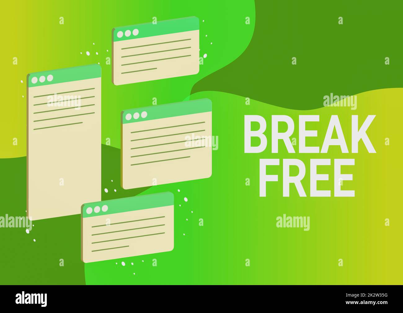 Text sign showing Break Free. Business showcase another way of saying ...