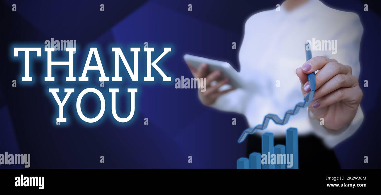 Handwriting text Thank You. Business approach replaying on something ...