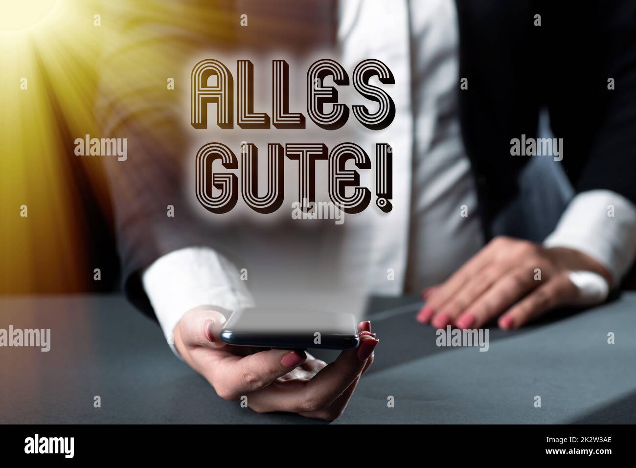Hand writing sign Alles Gute. Word for german translation all the best ...