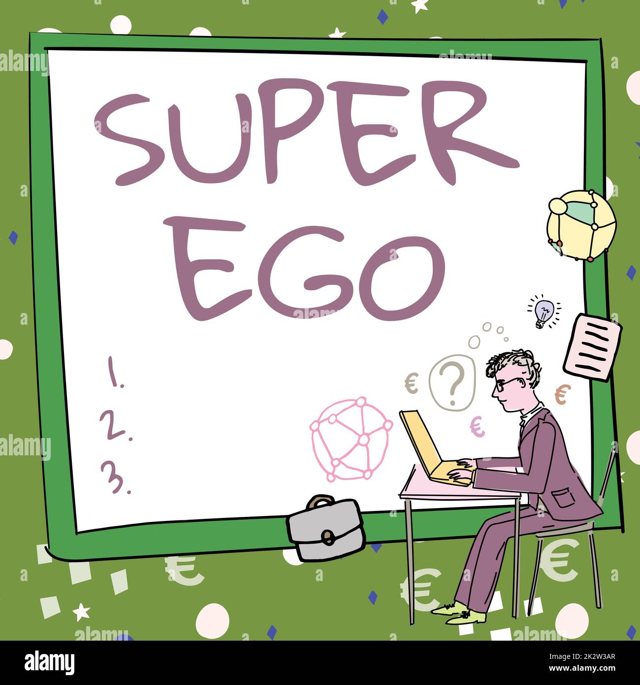 Sign displaying Super Ego. Word Written on The I or self of any person ...