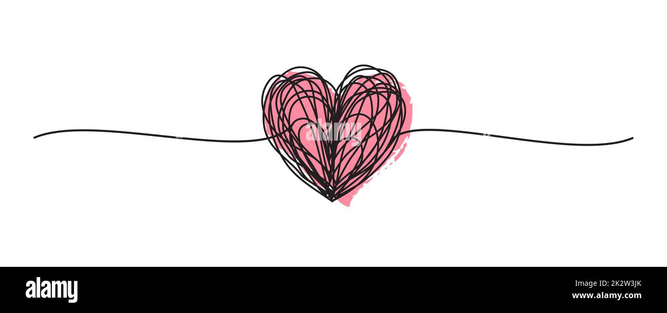 Tangled grungy red heart scribble isolated on white background Stock ...