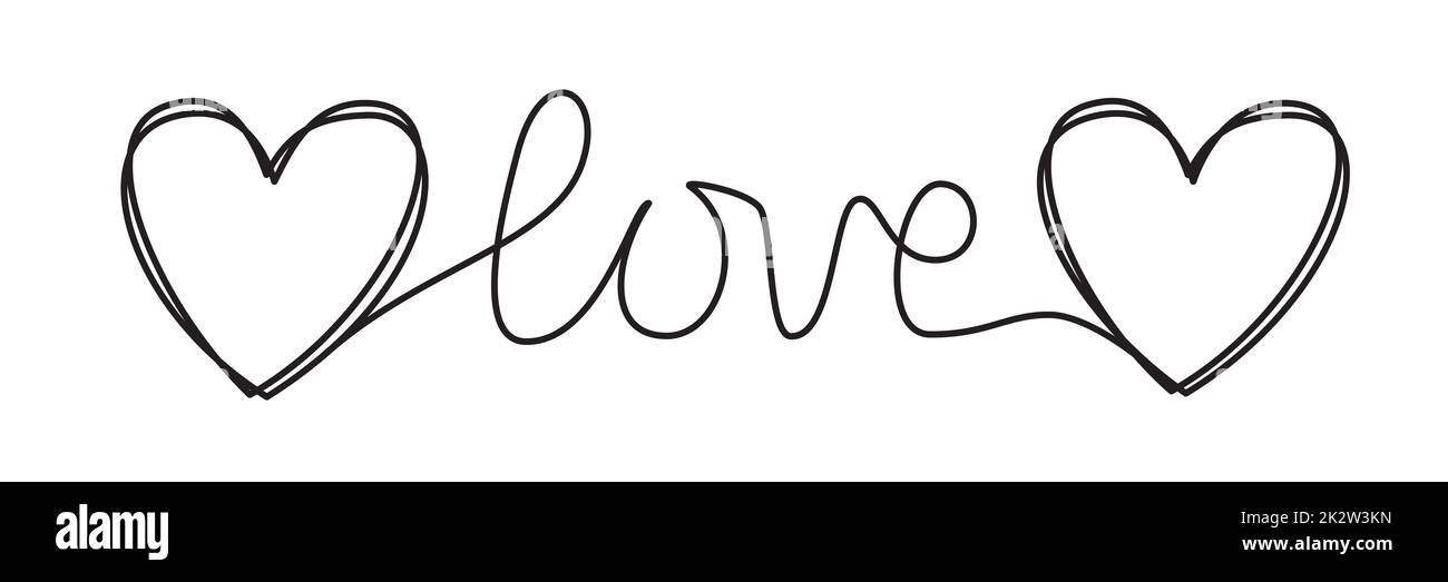 Doodle heart and word LOVE hand written scribble Stock Photo - Alamy