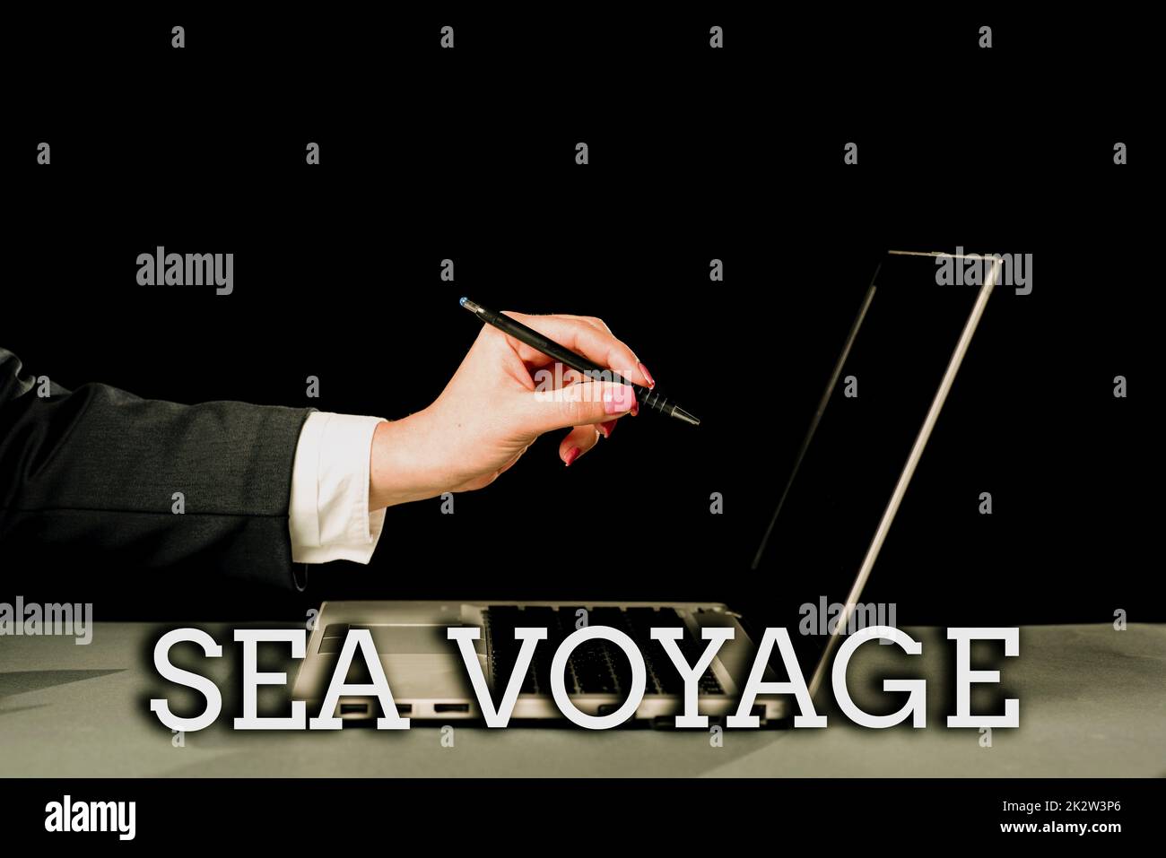 Text sign showing Sea Voyage. Business overview riding on boat through ...