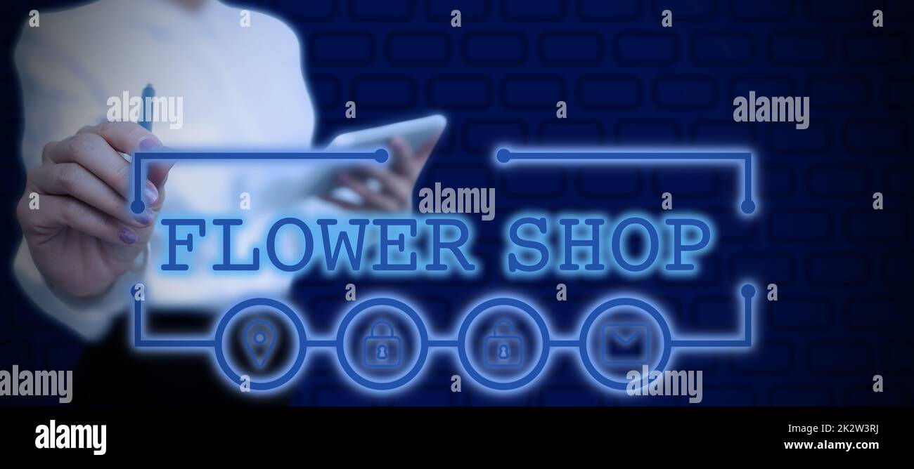 Conceptual display Flower Shop. Concept meaning where cut flowers are ...
