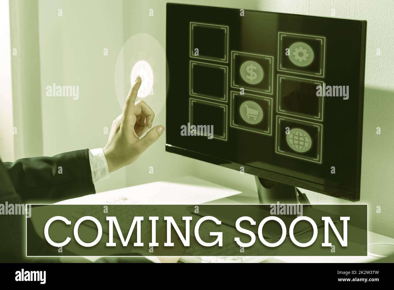 Conceptual display Coming Soon. Word for something is going to happen ...