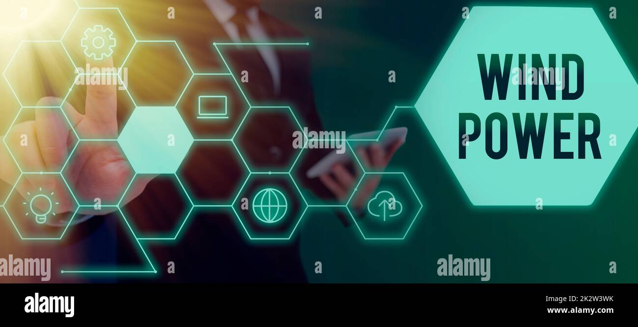 Conceptual caption Wind Power. Word Written on use of air flowto ...