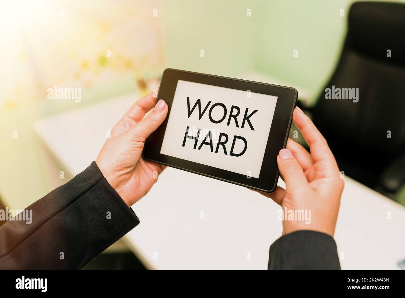 Conceptual caption Work Hard. Business overview Laboring that puts ...