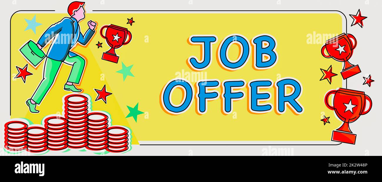 Text showing inspiration Job Offer. Internet Concept A peron or company ...