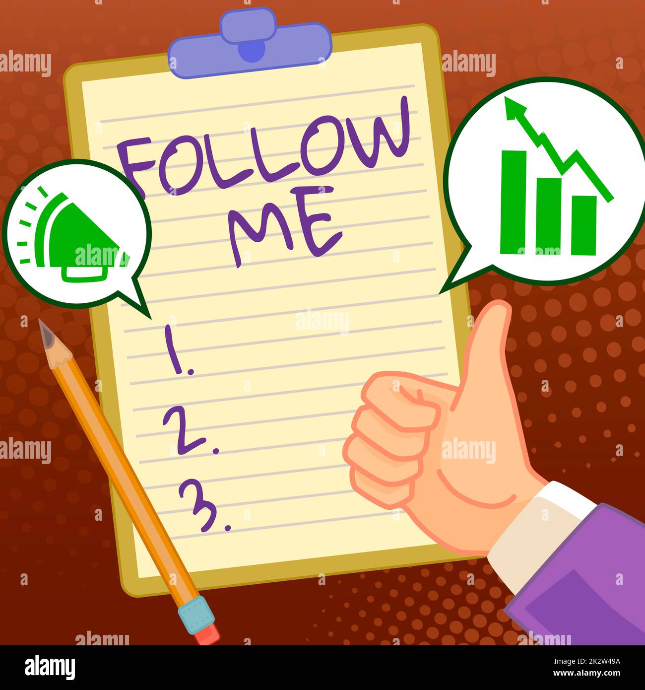Text caption presenting Follow Me. Business overview Inviting a person ...