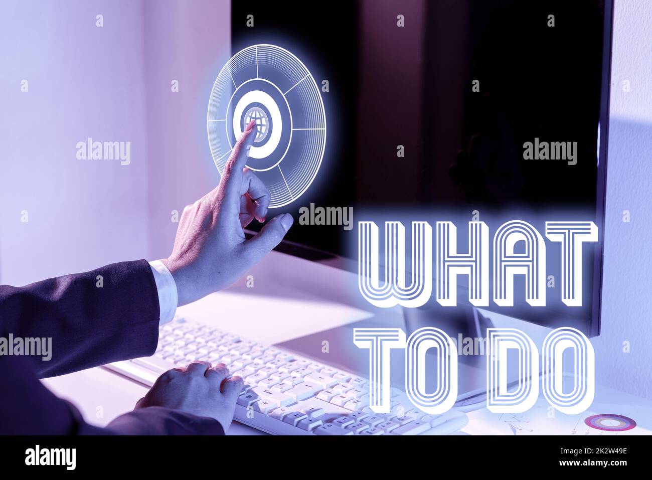 Sign displaying What To Do. Word Written on asking someone advice about ...