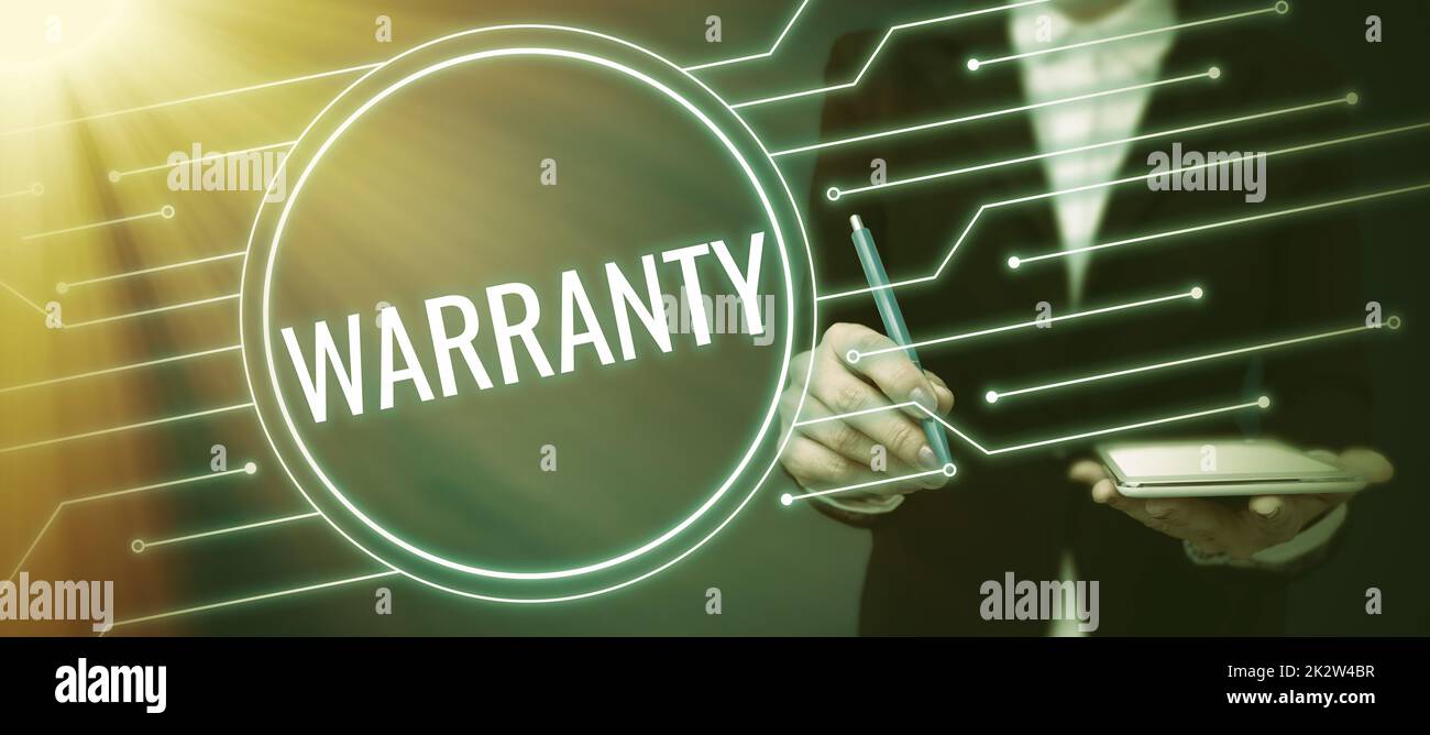 Sign displaying Warranty. Conceptual photo Free service of repair and ...