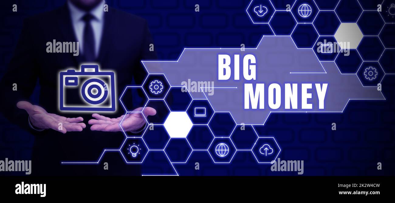 Text caption presenting Big Money. Word Written on Pertaining to a lot ...