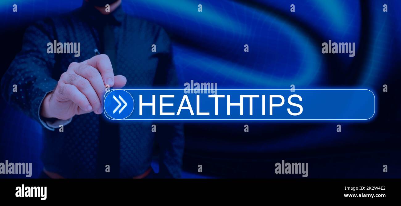 Text sign showing Health Tips. Concept meaning state of complete ...