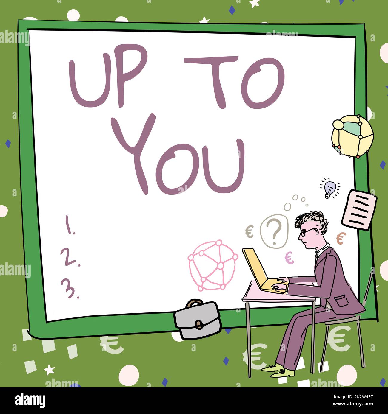 Writing displaying text Up To You. Business concept A person giving ...