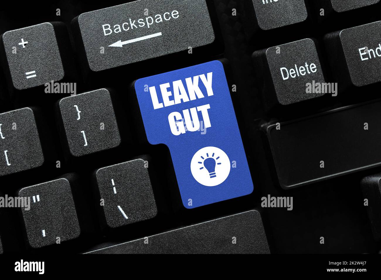 Text caption presenting Leaky Gut. Conceptual photo A condition in ...