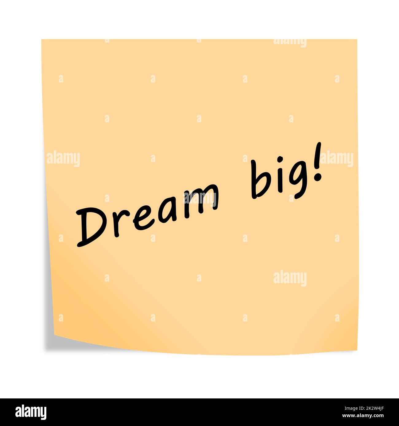 Dream big 3d illustration post note reminder on white with clipping ...