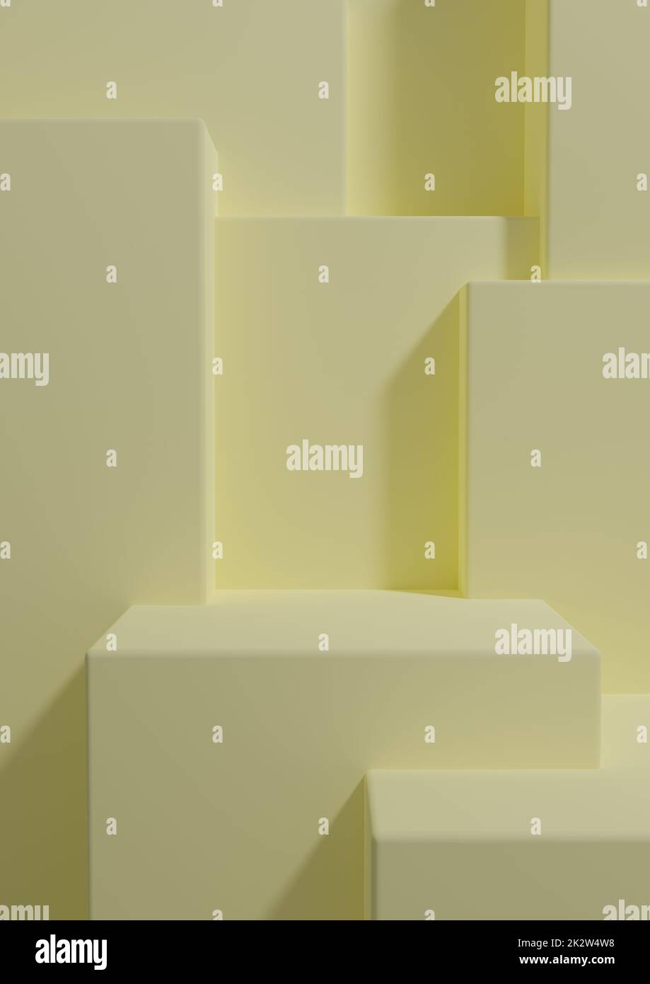 Pastel, light, citrus yellow 3D rendering product display wallpaper ...