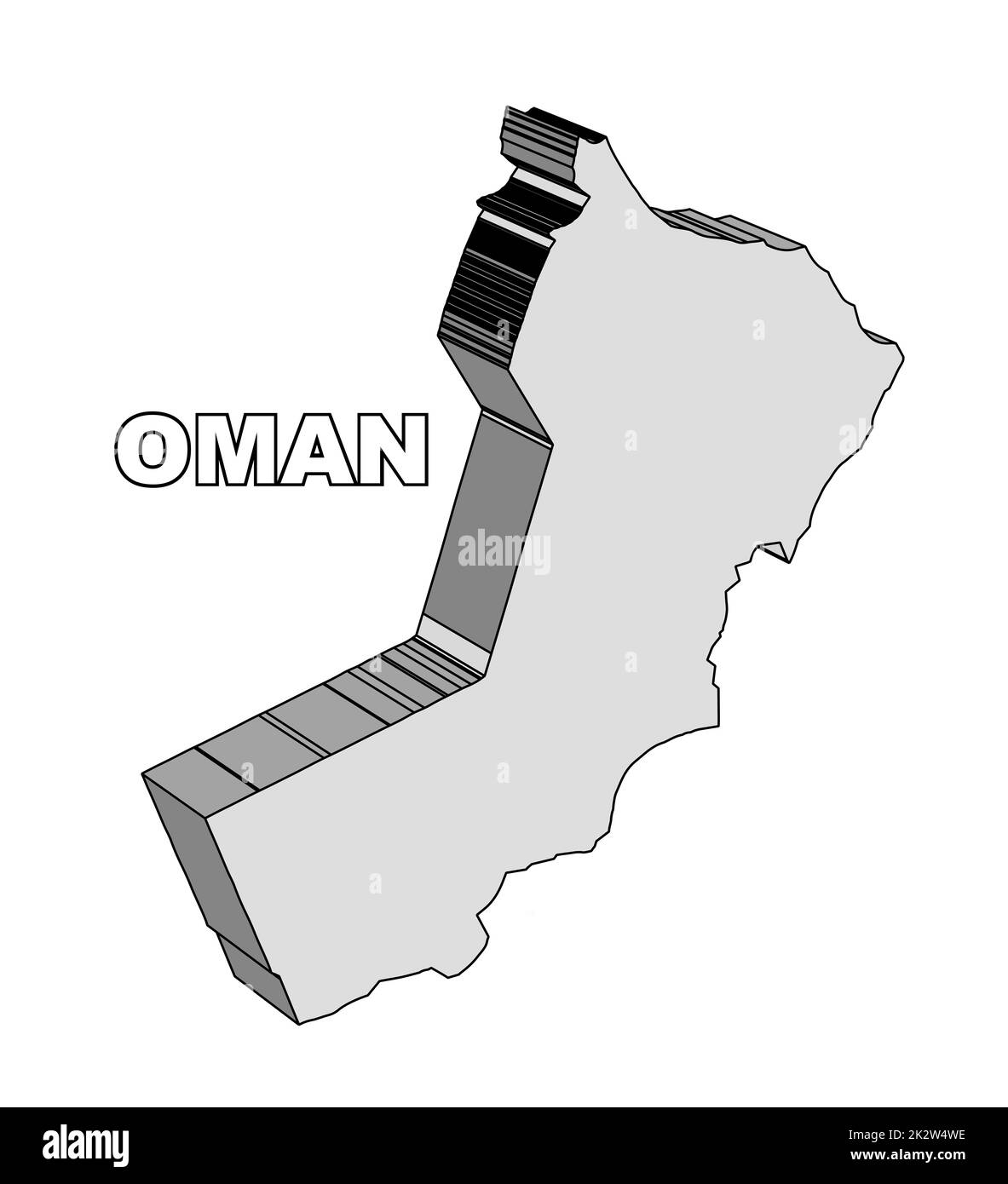Outline 3D Map of Oman Stock Photo - Alamy