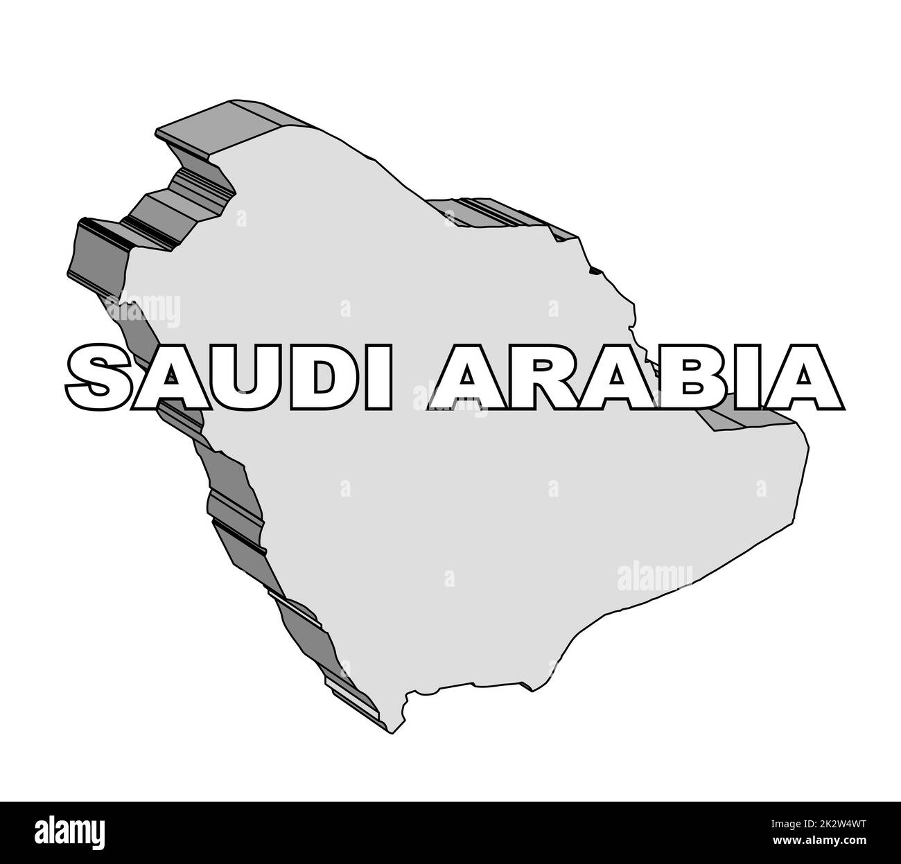Outline 3D Map of Saudi Arabia Stock Photo - Alamy