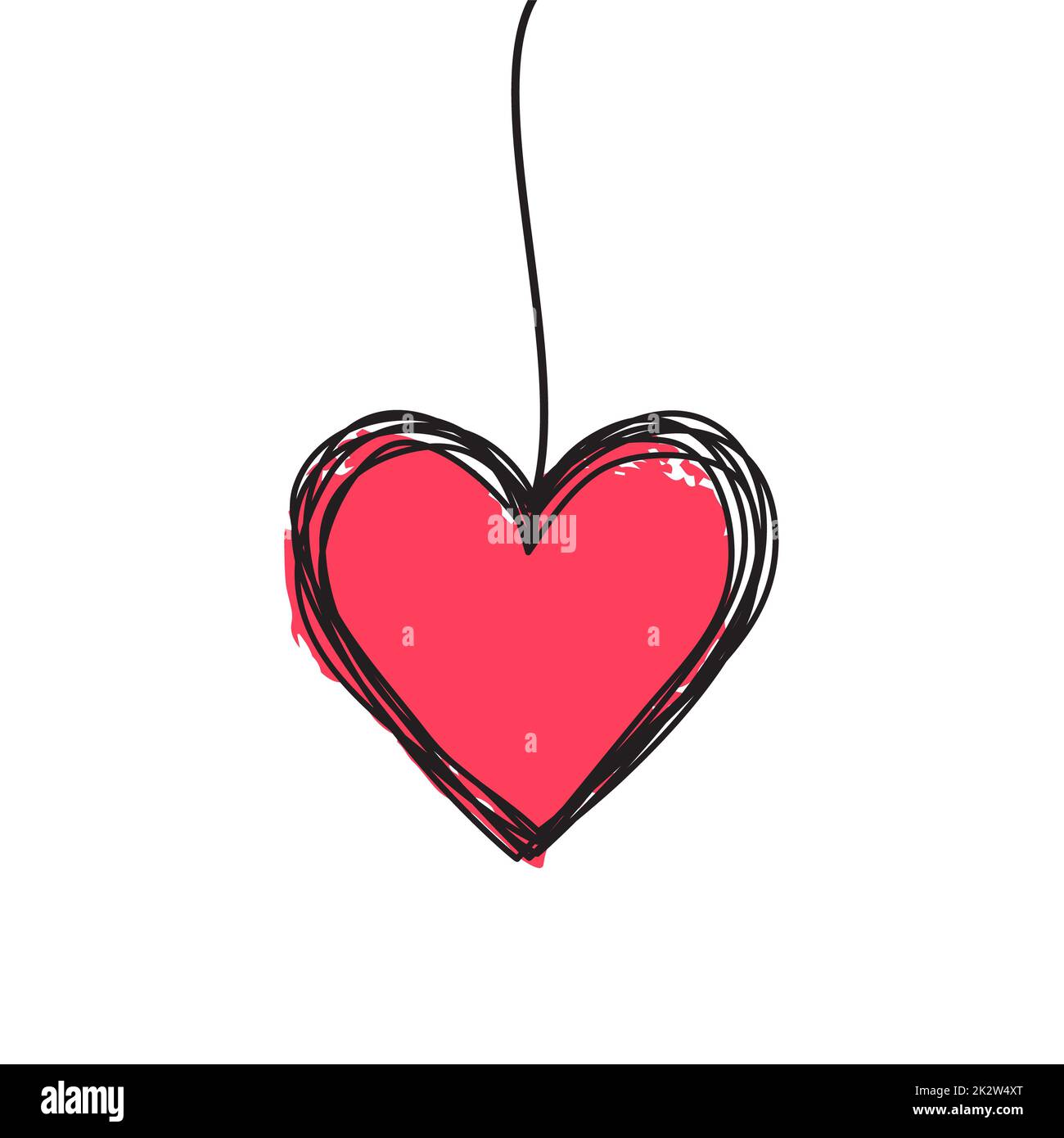 Tangled scribbled HEART hanging on a string Stock Photo - Alamy