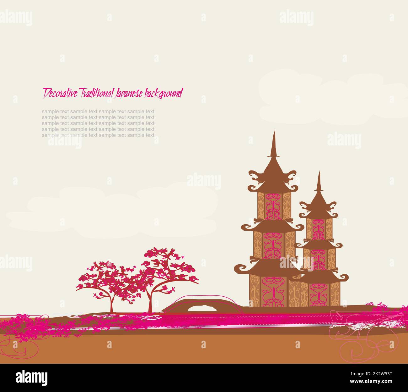 old paper with Chinese temple on abstract Asian Landscape Stock Photo ...