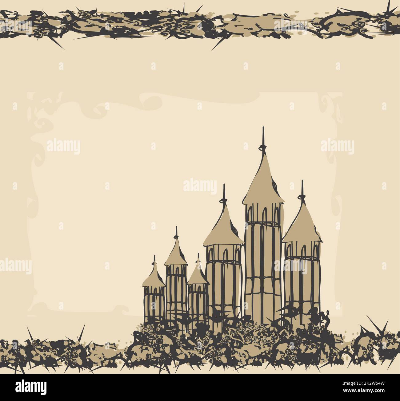 Illustration of the castle in retro style Stock Photo - Alamy